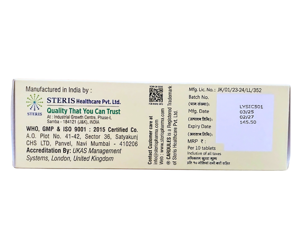 STERIS PHARMA | Isosorbide Mononitrate 50 mg Tablet: CARDULES ISMN SR ...