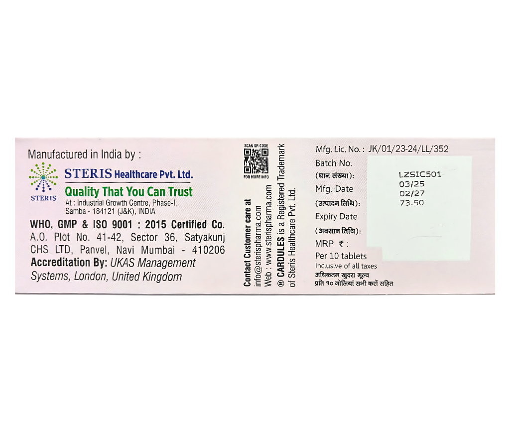 STERIS PHARMA | Isosorbide Mononitrate 40 mg Tablet: CARDULES ISMN SR ...