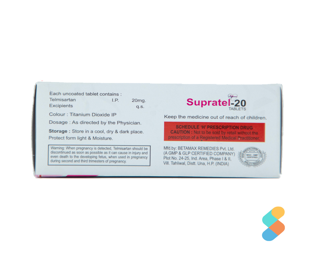 SUPRAMEDS | Supratel - 20 Tablet | Medicines For High Blood Pressure ...